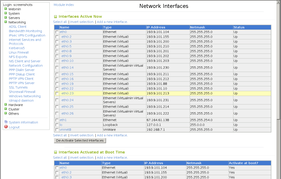 Network Configuration -Webmin | MN Linux